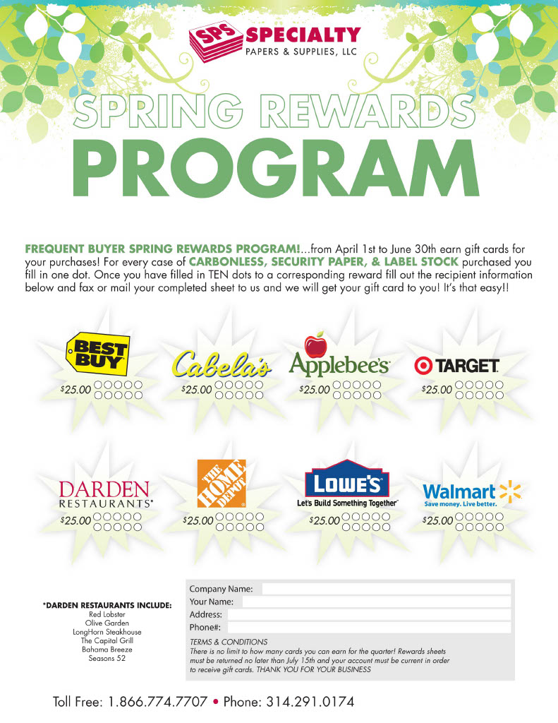 Specialty Papers & Supplies | Frequent Buyer Rewards Program
